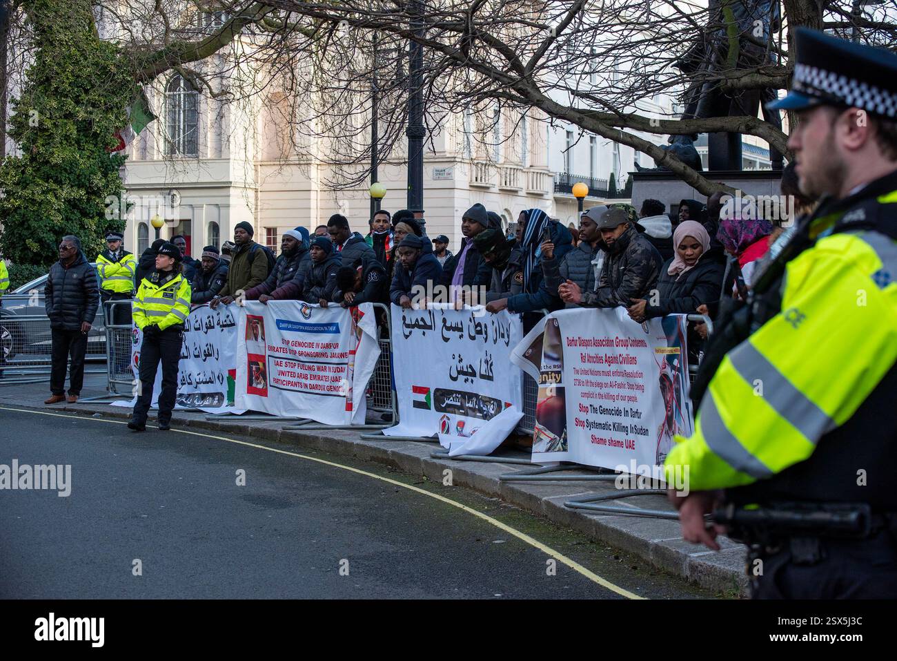 London, England, UK. 22nd Feb, 2025. Hundreds of Sudanese protesters ...