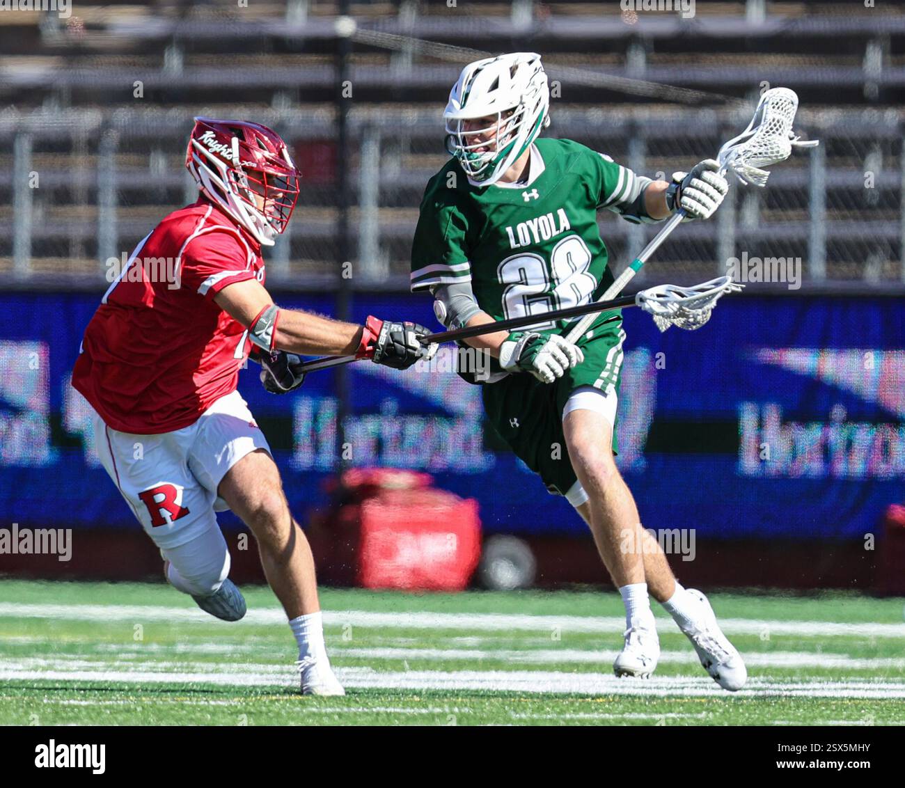 Piscataway, NJ, USA. 22nd Feb, 2025. Loyola Maryland midfielder Luke ...