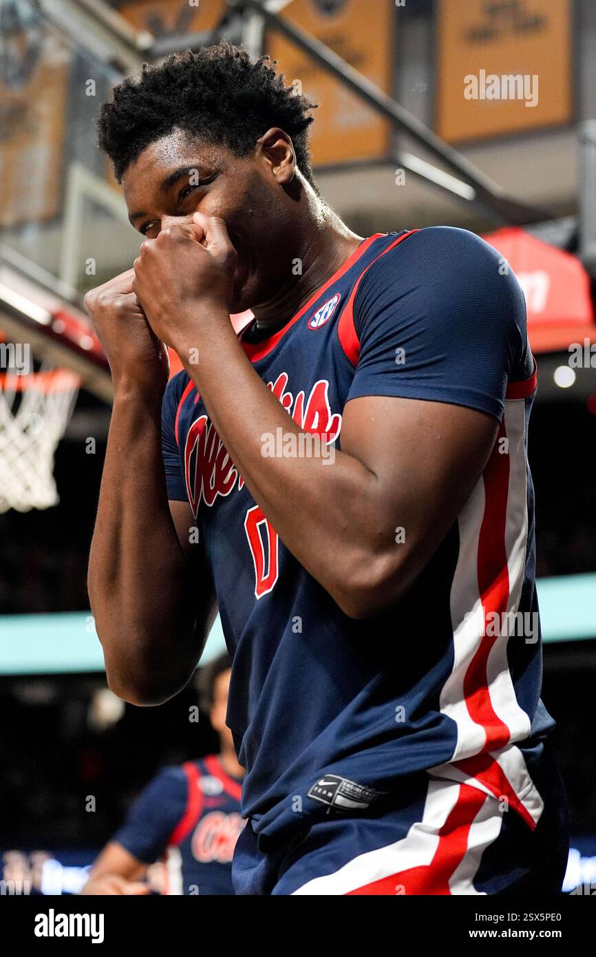 Nashville, Tennessee, USA. 22nd Feb, 2025. Mississippi forward Malik ...