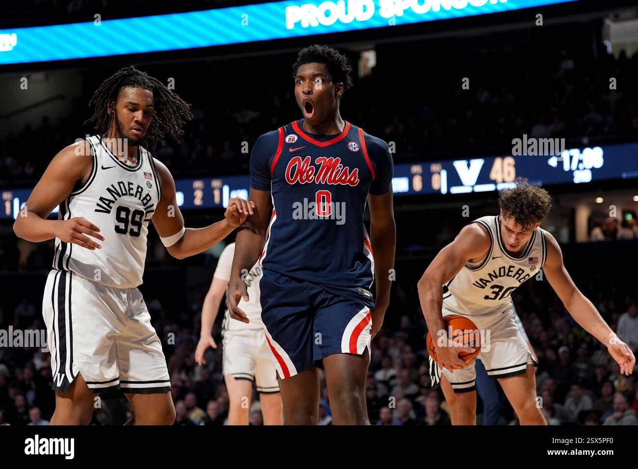 Nashville, Tennessee, USA. 22nd Feb, 2025. Mississippi forward Malik ...