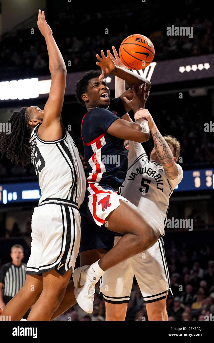 Nashville, Tennessee, USA. 22nd Feb, 2025. Mississippi forward Malik ...