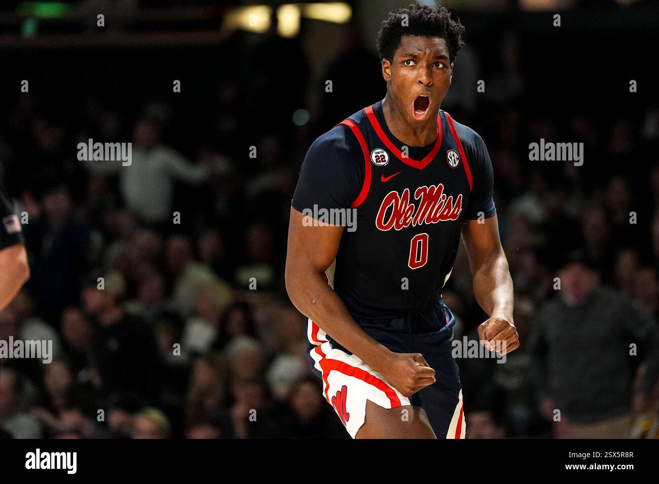Nashville, Tennessee, USA. 22nd Feb, 2025. Mississippi forward Malik ...