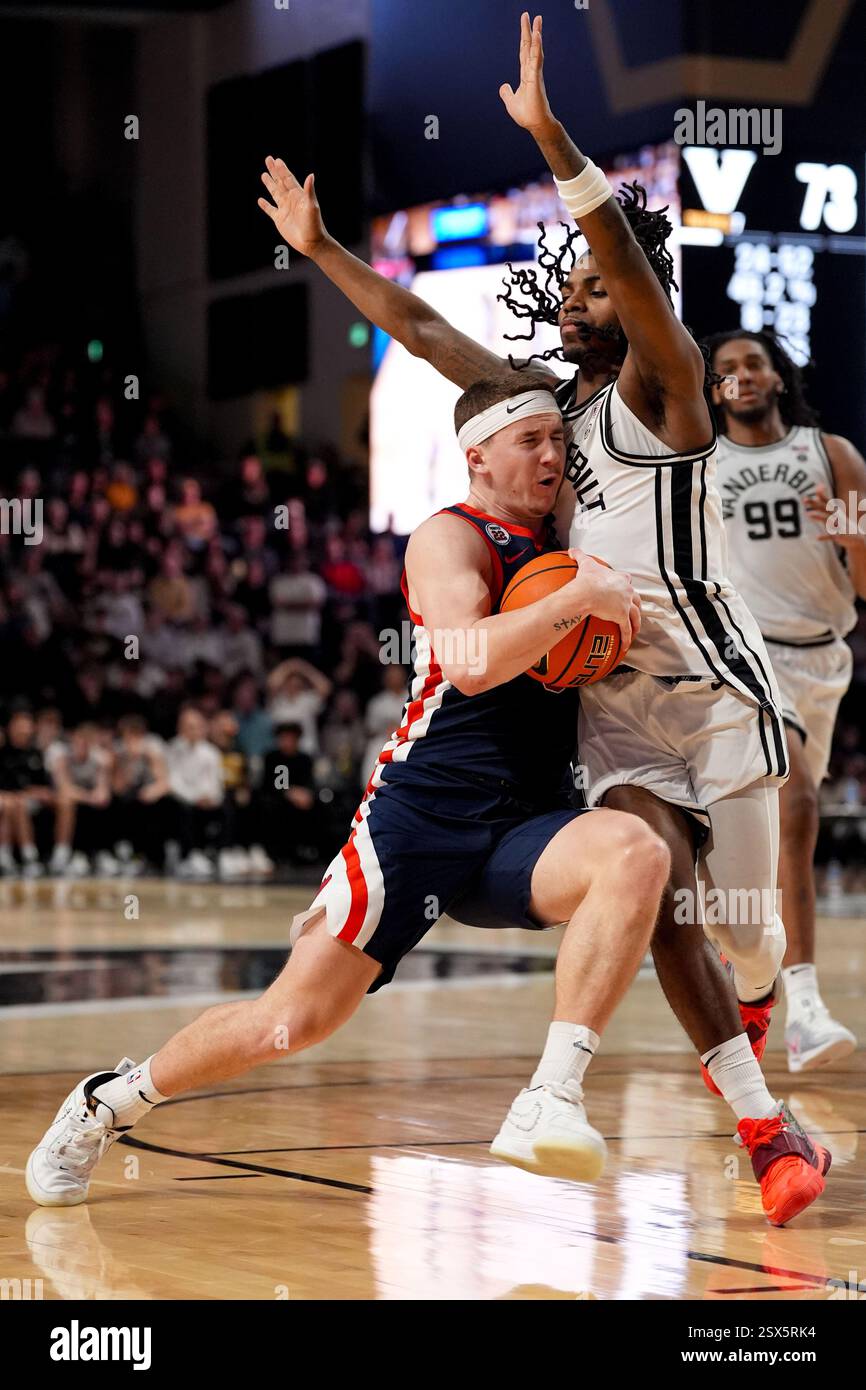 Nashville, Tennessee, USA. 22nd Feb, 2025. Mississippi guard Sean ...