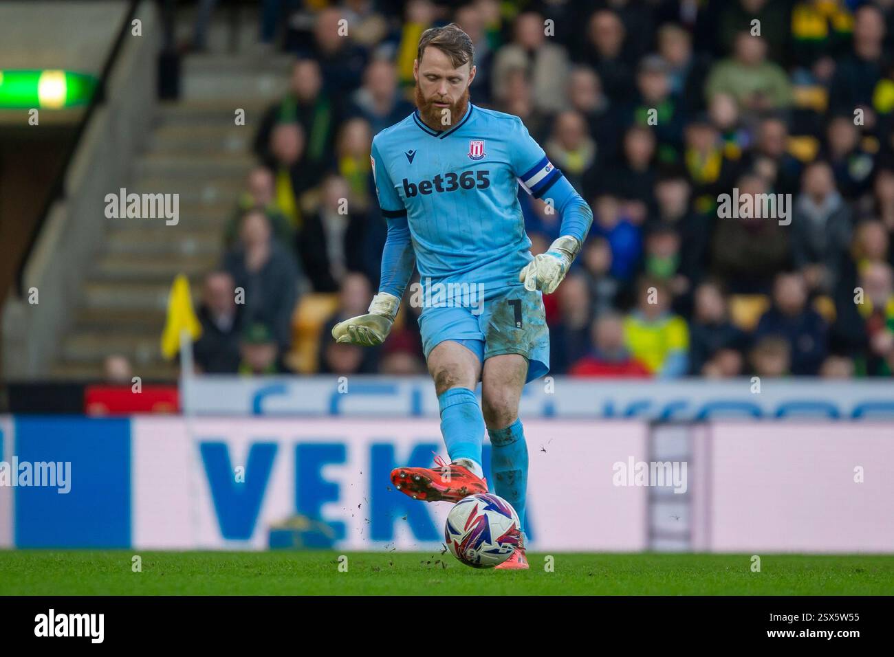 Viktor Johansson of Stoke City passes the ball during the Sky Bet ...