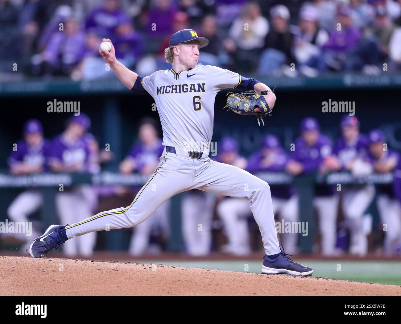 Arlington, Texas, USA. 22nd Feb, 2025. Michigan starting pitcher KURT ...