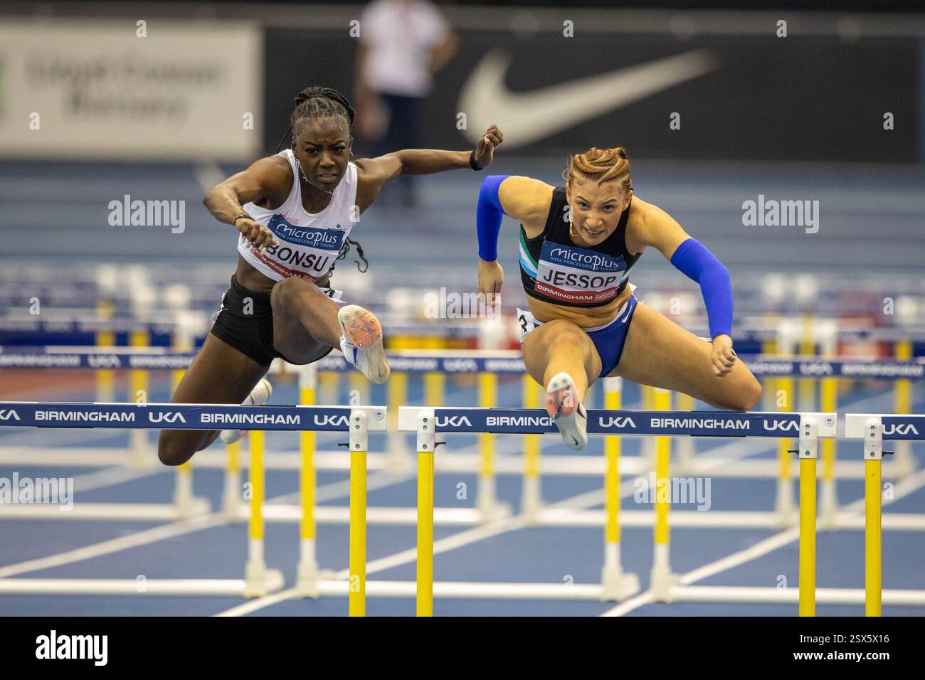 Utilita Arena, Birmingham, UK. 22nd Feb, 2025. Yasmin Uwakwe (left) and ...
