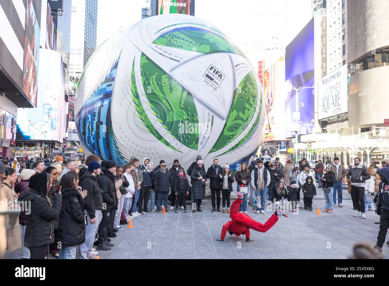 A 9-meter-high ball is seen in Times Square in New York to inaugurate ...