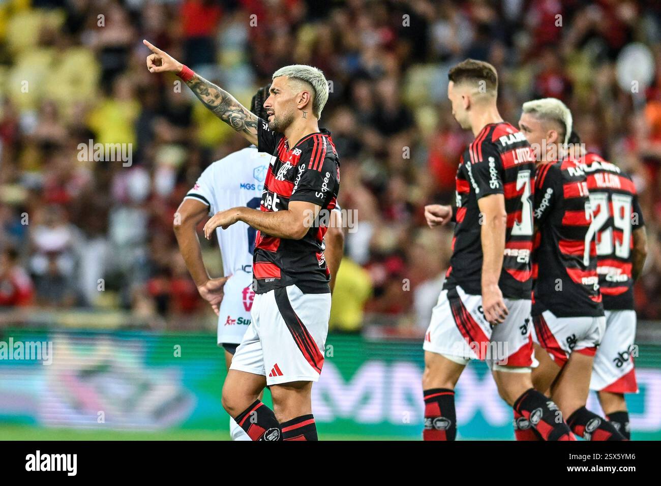 Rio De Janeiro, Brazil. 22nd Feb, 2025. De Arrascaeta celebrates goal ...