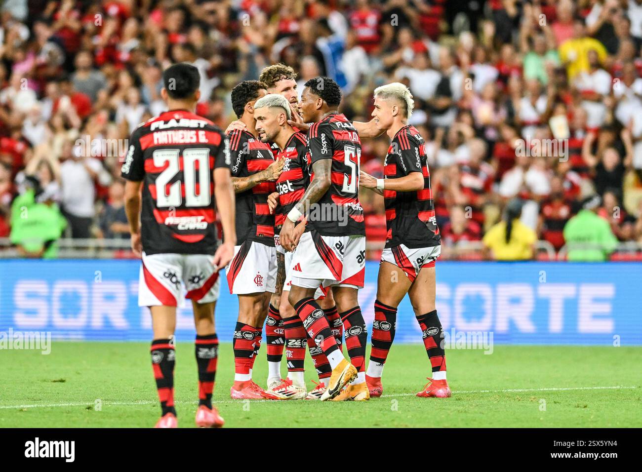 Rio De Janeiro, Brazil. 22nd Feb, 2025. De Arrascaeta celebrates goal ...