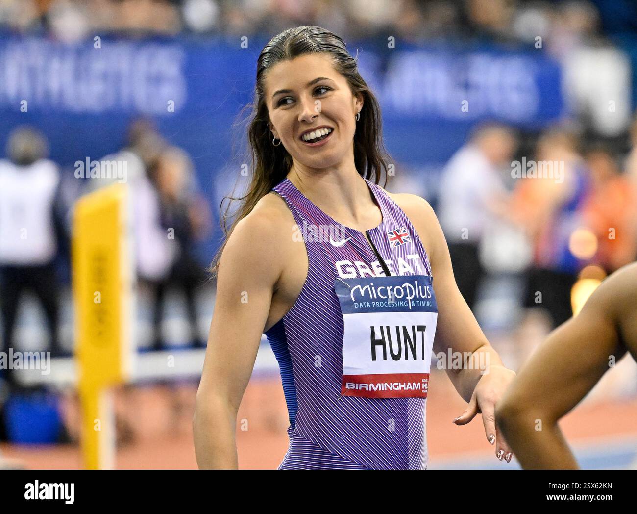 Birmingham, UK. 22nd Feb, 2025. Amy HUNT wins her heat of the 60m ...