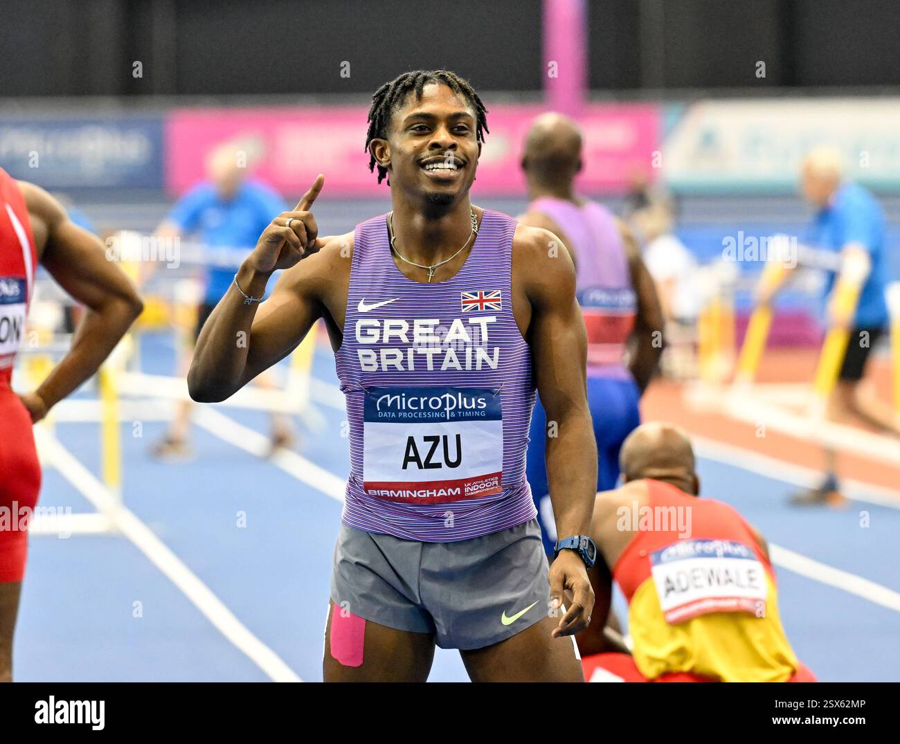Birmingham, UK. 22nd Feb, 2025. AZU Jeremiah celebrates after winning ...