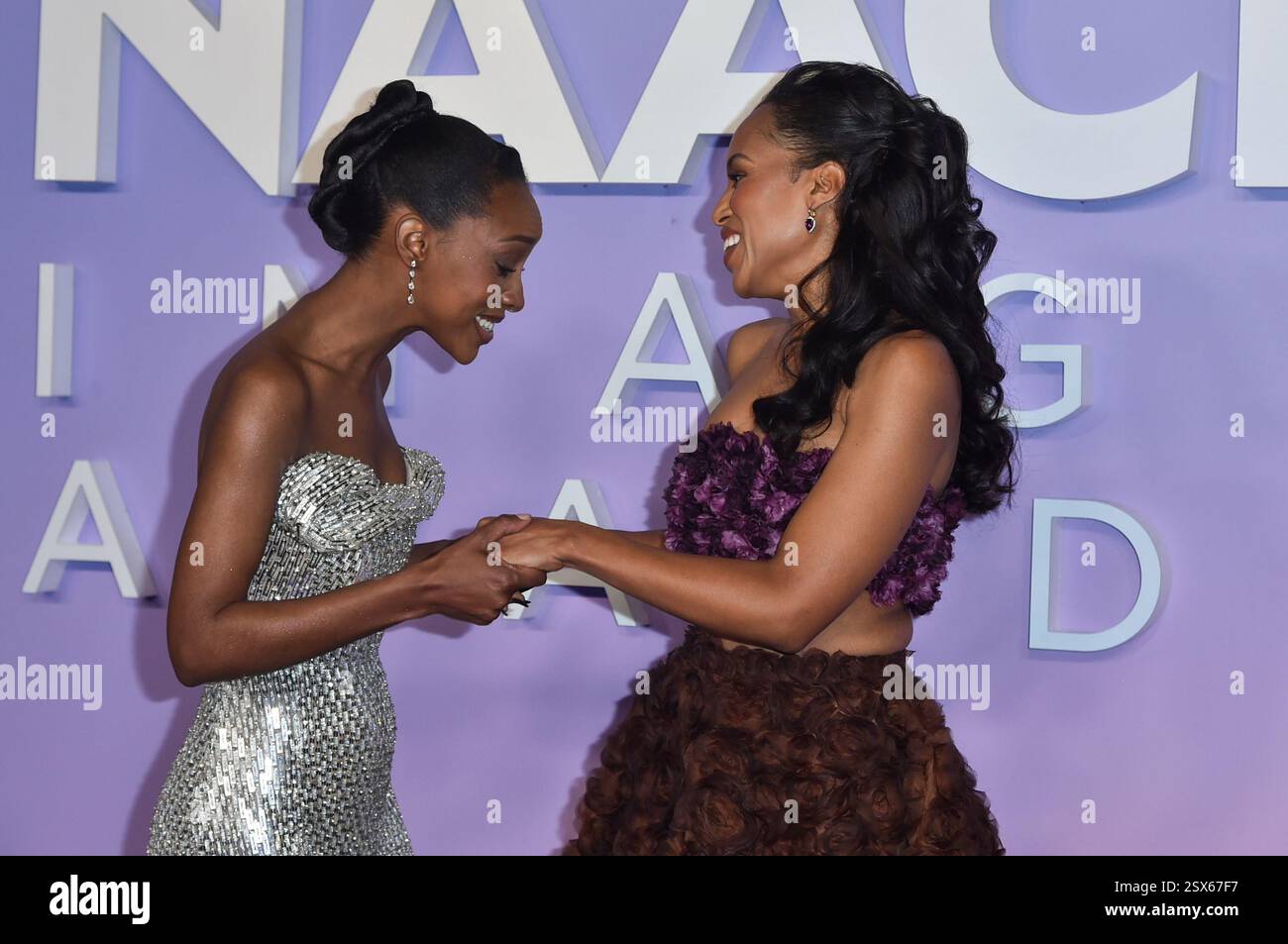 Ebony Obsidian, left, and Kerry Washington arrive at the 56th NAACP ...