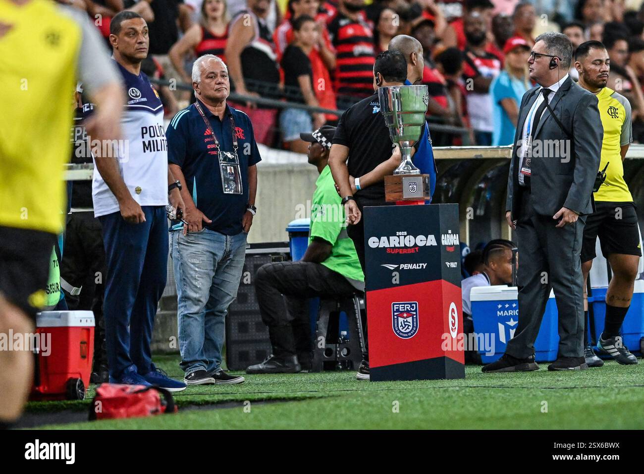 Rio De Janeiro, Brazil. 22nd Feb, 2025. Cup on the lawn during Flamengo ...