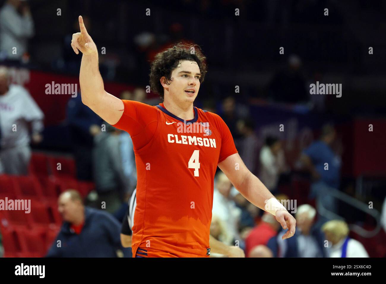 Clemson forward Ian Schieffelin (4) celebrates the win over Southern ...