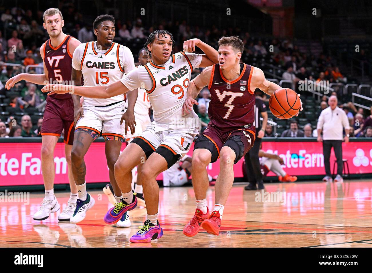 CORAL GABLES, FL - FEBRUARY 22: Virginia Tech guard Brandon Rechsteiner ...