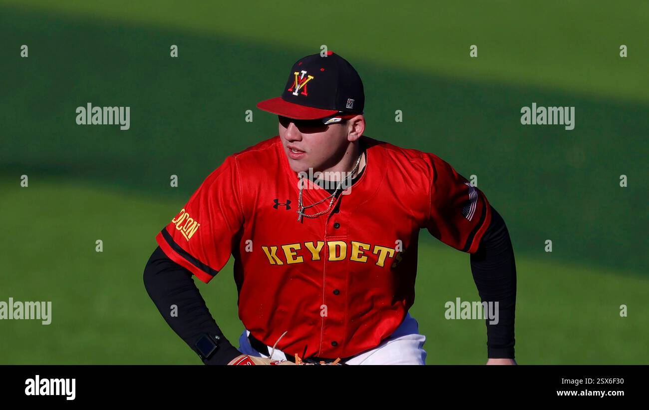 VMI first baseman Grayson Fitzwater (20) in action during an NCAA ...