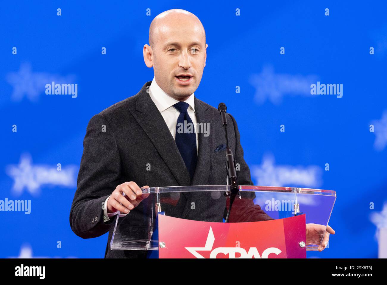 National Harbor, MD, February 22, 2025: Stephen Miller speaks during ...