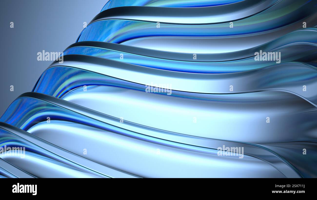 Luxurious curve abstract background drawn with blue purple chrome ...