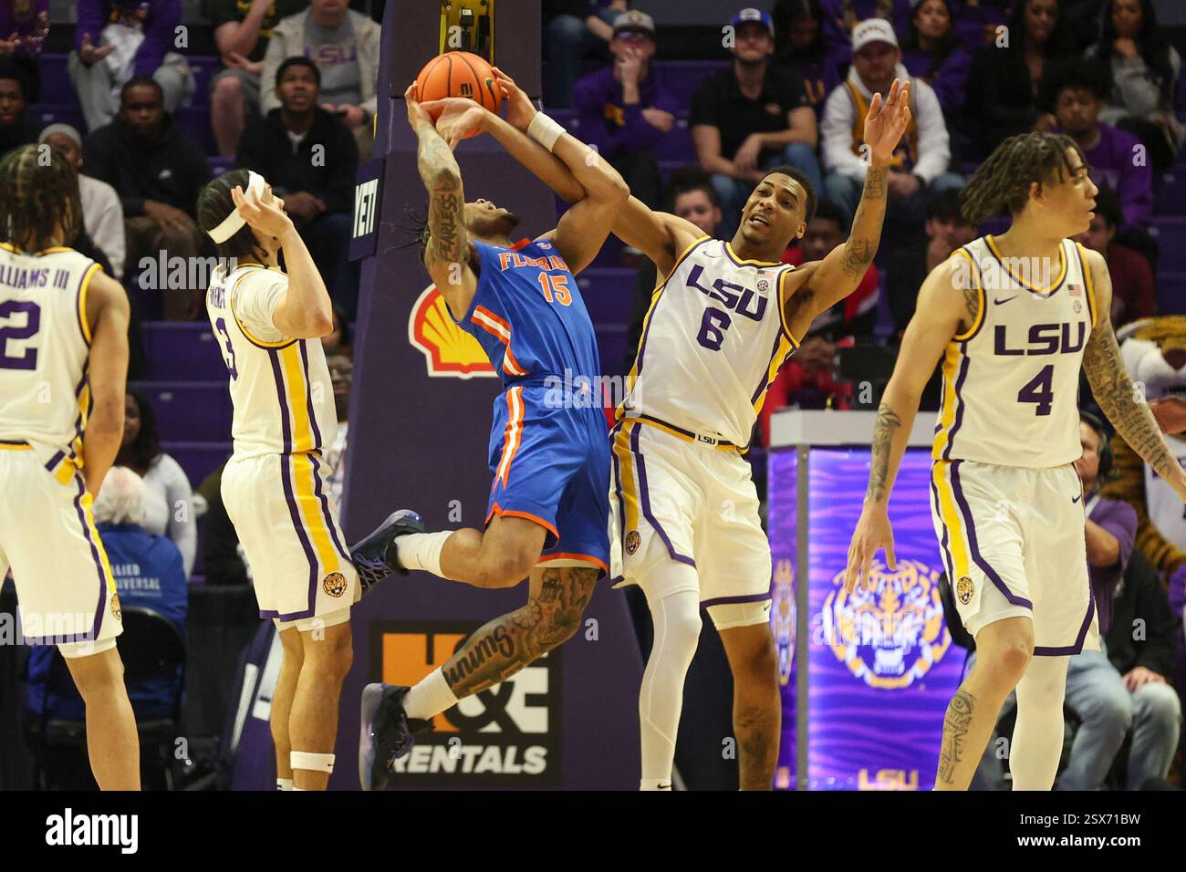 Baton Rouge, United States. 22nd Feb, 2025. LSU Tigers forward Robert ...