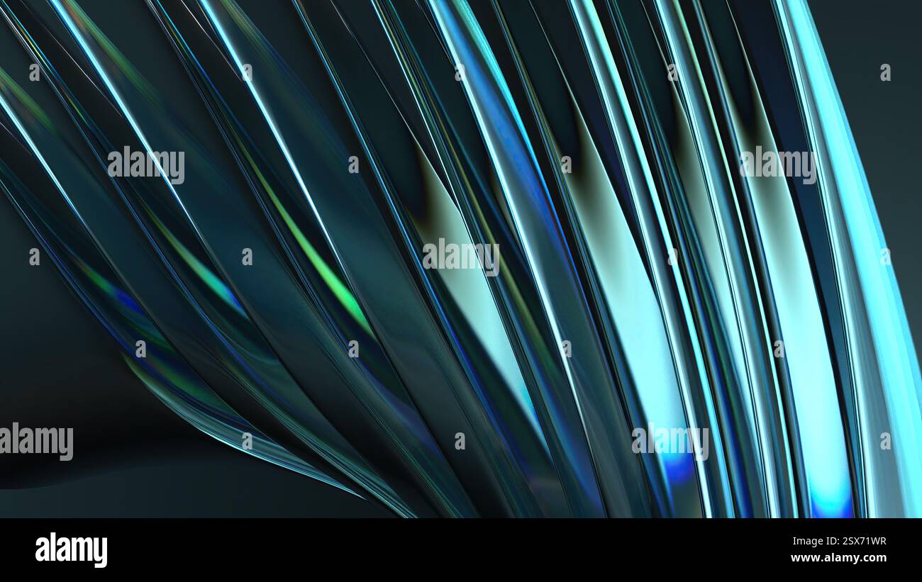 Modern beauty abstract background made of blue purple chrome refraction water-like delicate ...