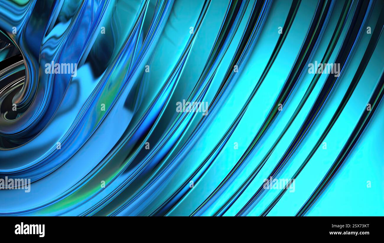 blue purple chrome refraction water-like modern art luxury shapes ...