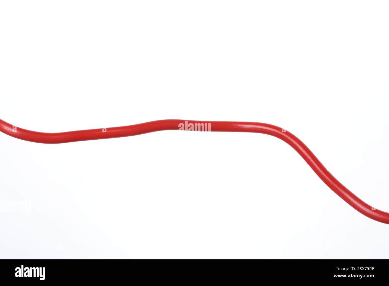 One red electrical wire on white background Stock Photo - Alamy