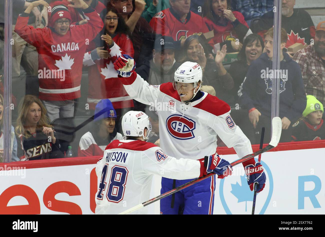 Montreal Canadiens' Patrik Laine (92) celebrates his goal with teammate ...