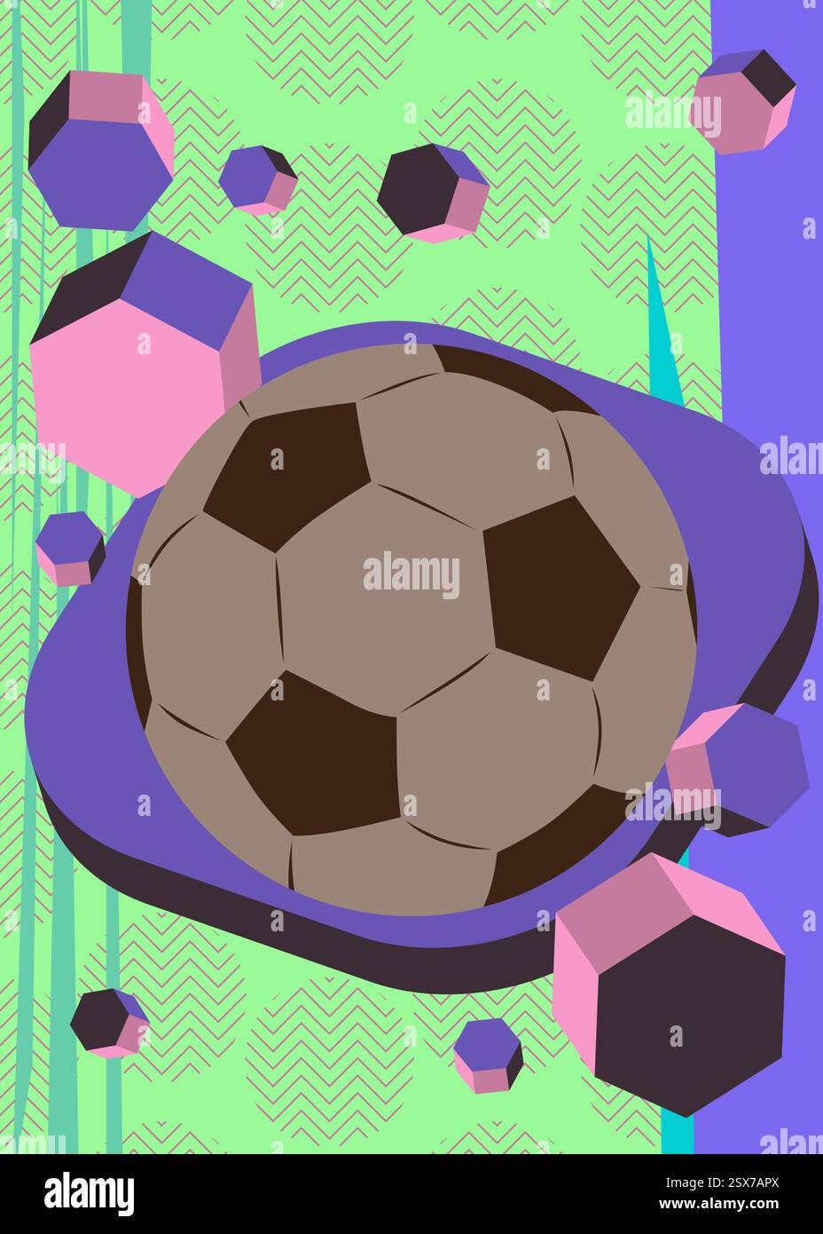 Football Ball geometrical graphic retro theme background. Minimal ...