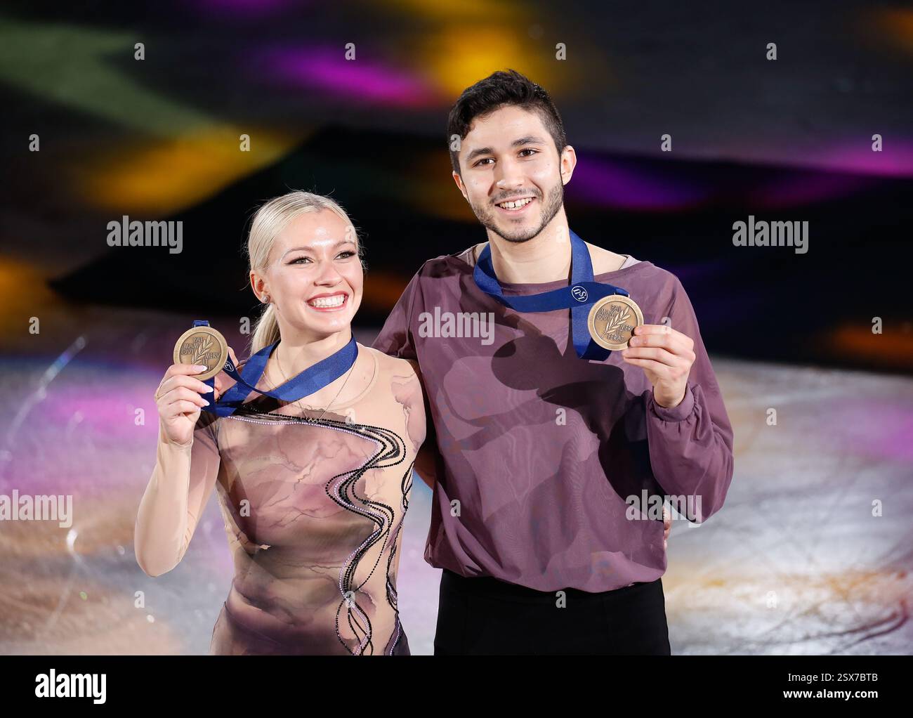 Bronze medalists Marjorie Lajoie and Zachary Lagha (CAN), Feb 22, 2025 ...