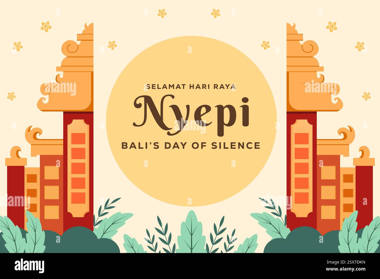 nyepi bali's day of silence background illustration in flat design ...