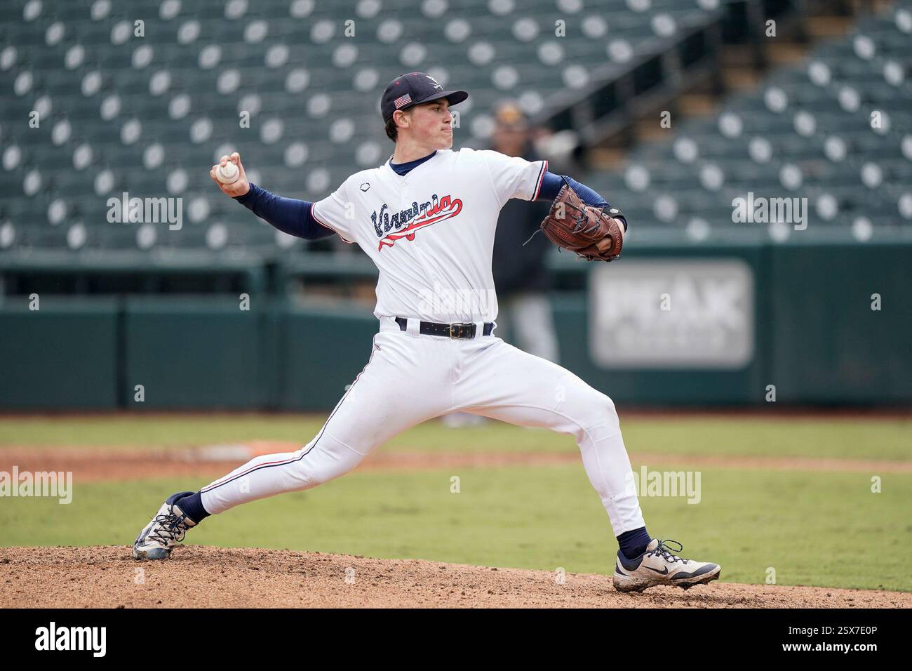 Virginia Cavaliers pitcher Bryson Moore (16) throws a pitch during the Round Rock Classic ...