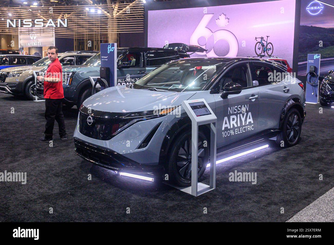 Toronto, ON, Canada - February 14, 2025: Nissan Ariya electric car ...