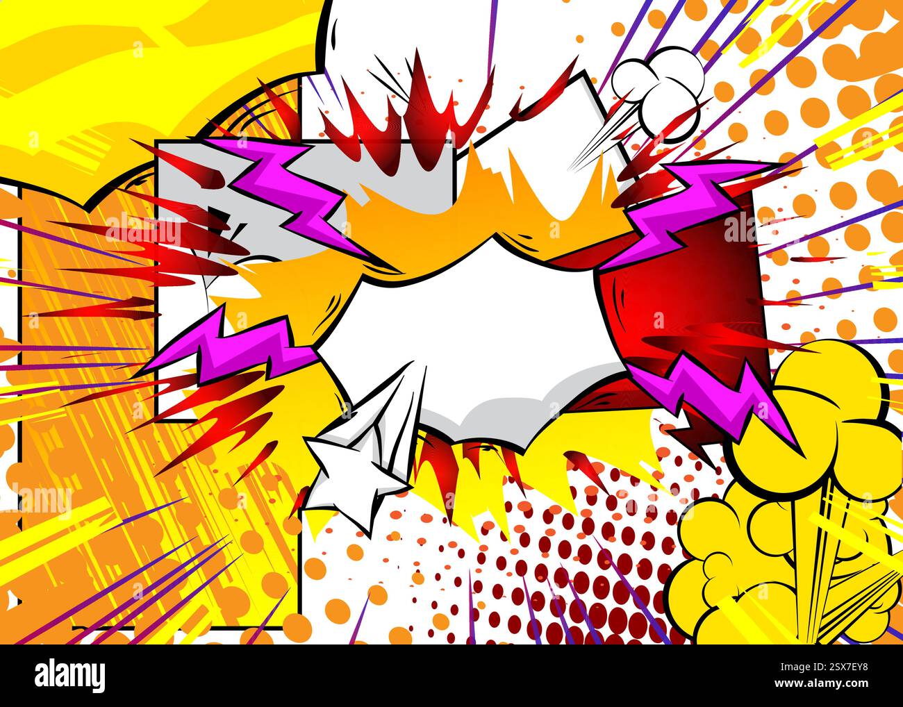 Cartoon super background, comic book backdrop. Retro vector comics pop ...