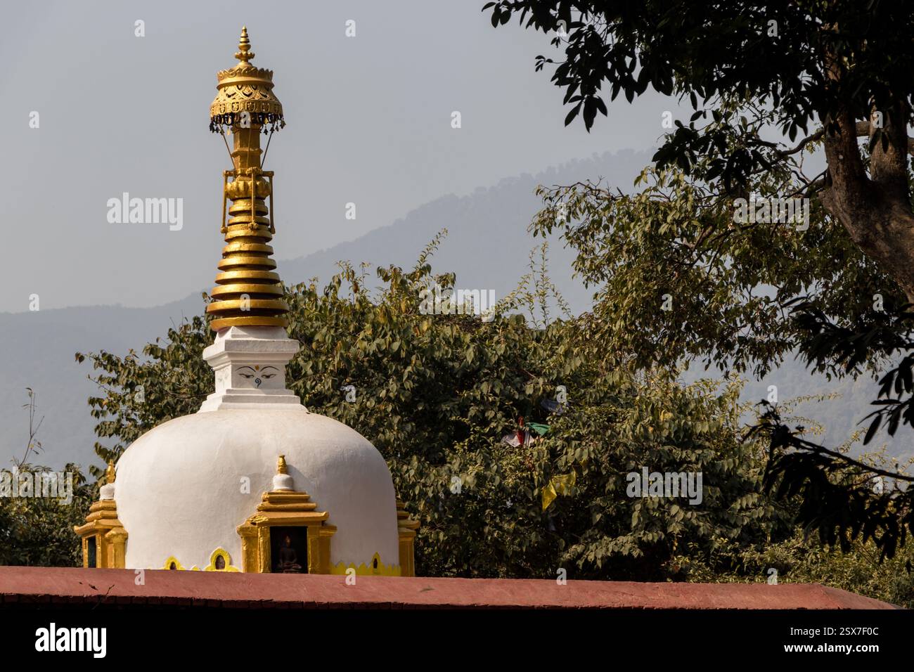 Small stupa with the statue of Buddha at Swayambhunath, Kathmandu ...