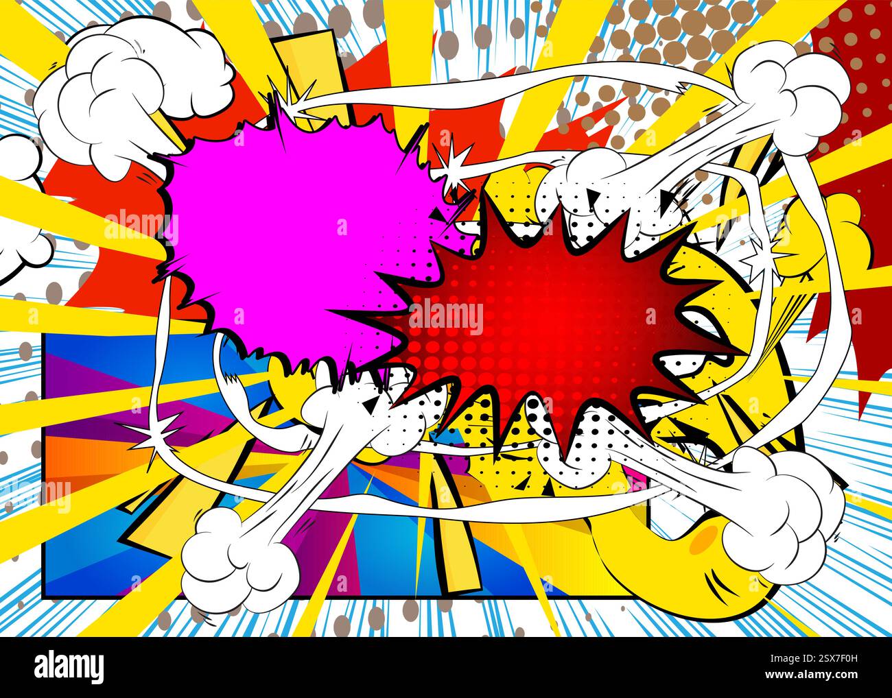 Cartoon super background, comic book backdrop. Retro vector comics pop ...