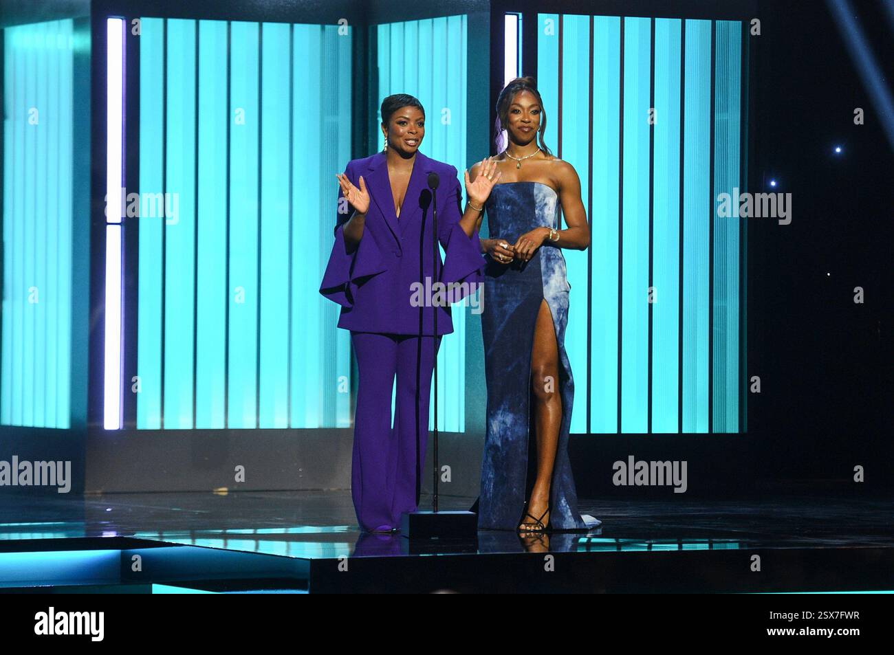Janelle James, left, and Ego Nwodim presents the award for outstanding ...