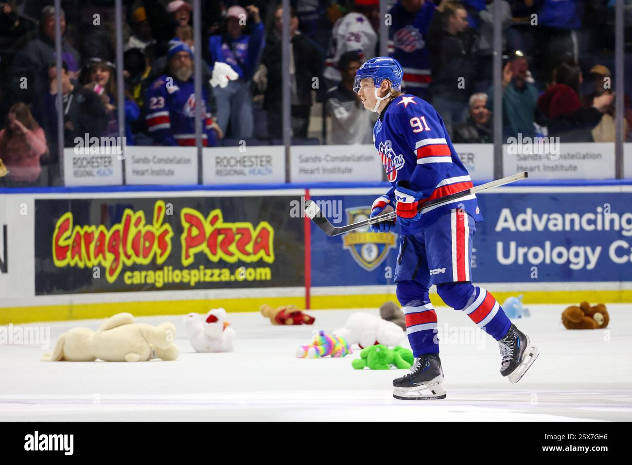 Rochester, New York, USA. 22nd Feb, 2025. Rochester Americans forward ...