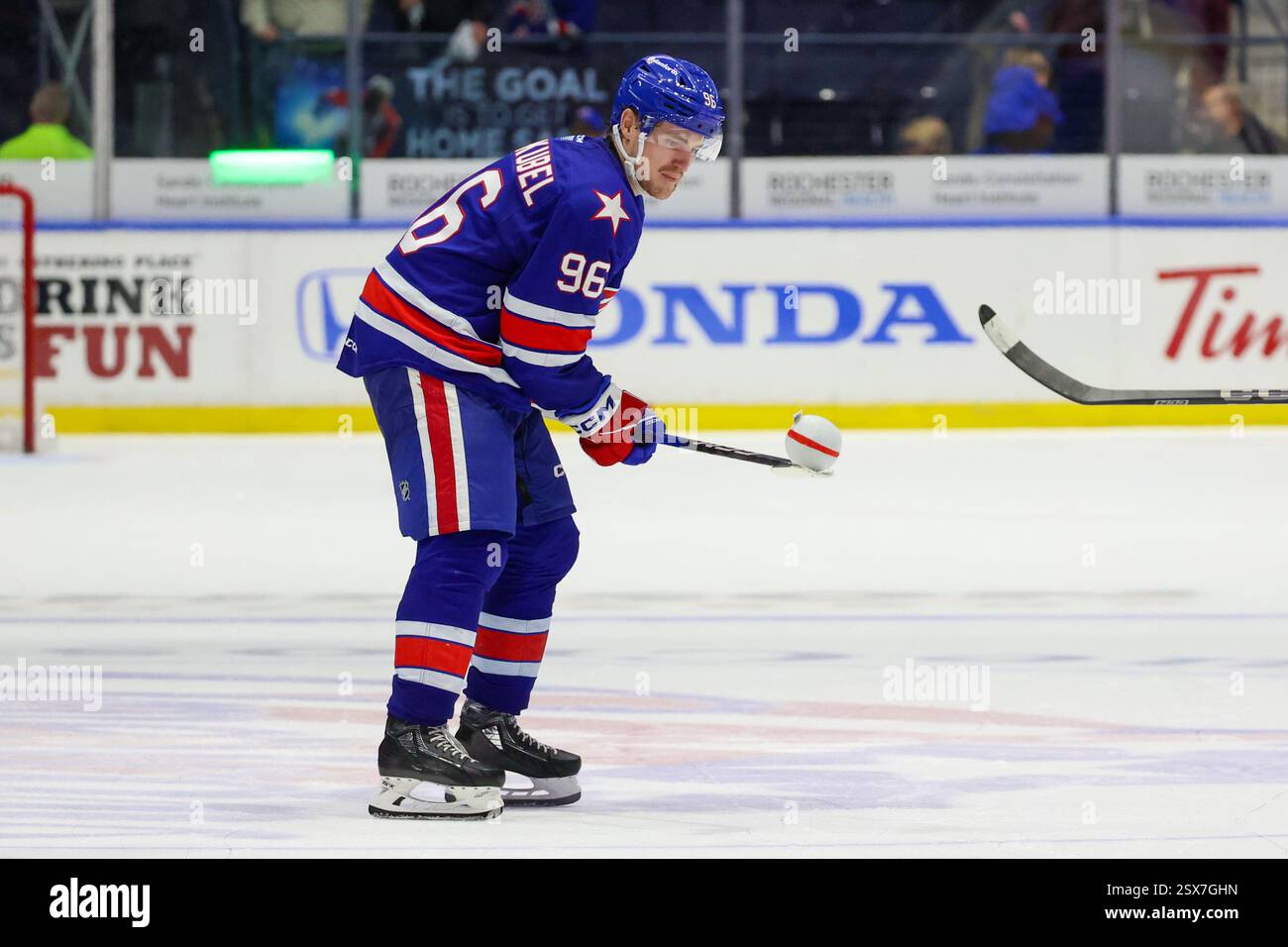 Rochester, New York, USA. 22nd Feb, 2025. Rochester Americans forward ...