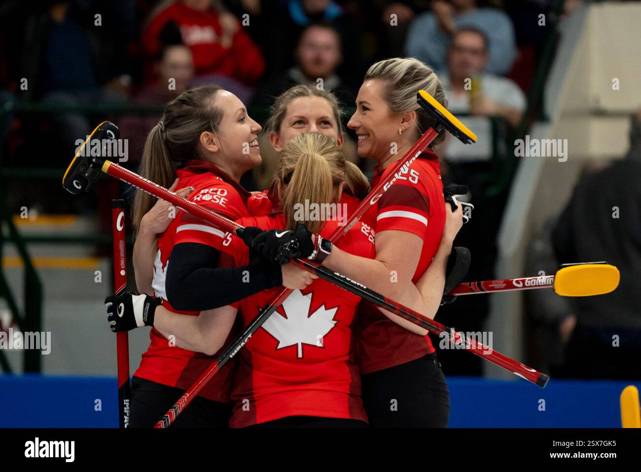 Thunder Bay, Canada. 22nd Feb, 2025. Team Canada celebrates after ...