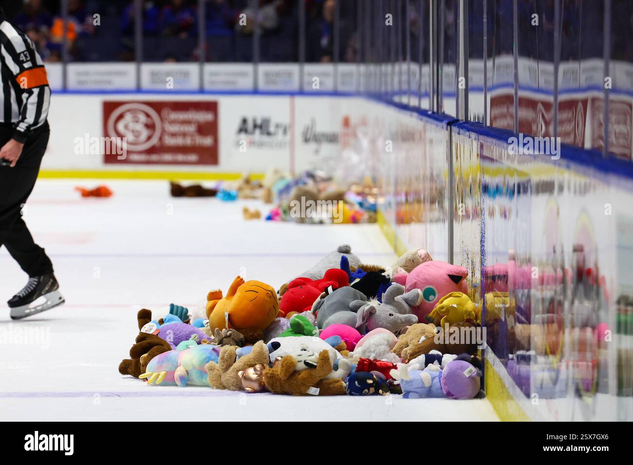 February 22nd 2025: Teddy bears lay on the ice after being thrown by ...