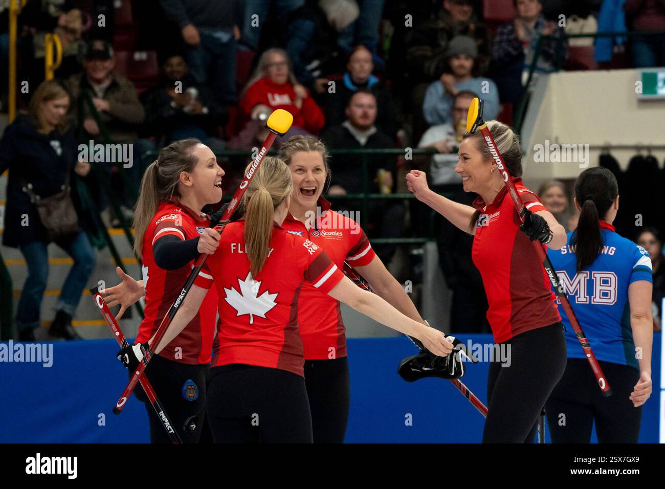 Thunder Bay, Canada. 22nd Feb, 2025. Team Canada celebrates after ...
