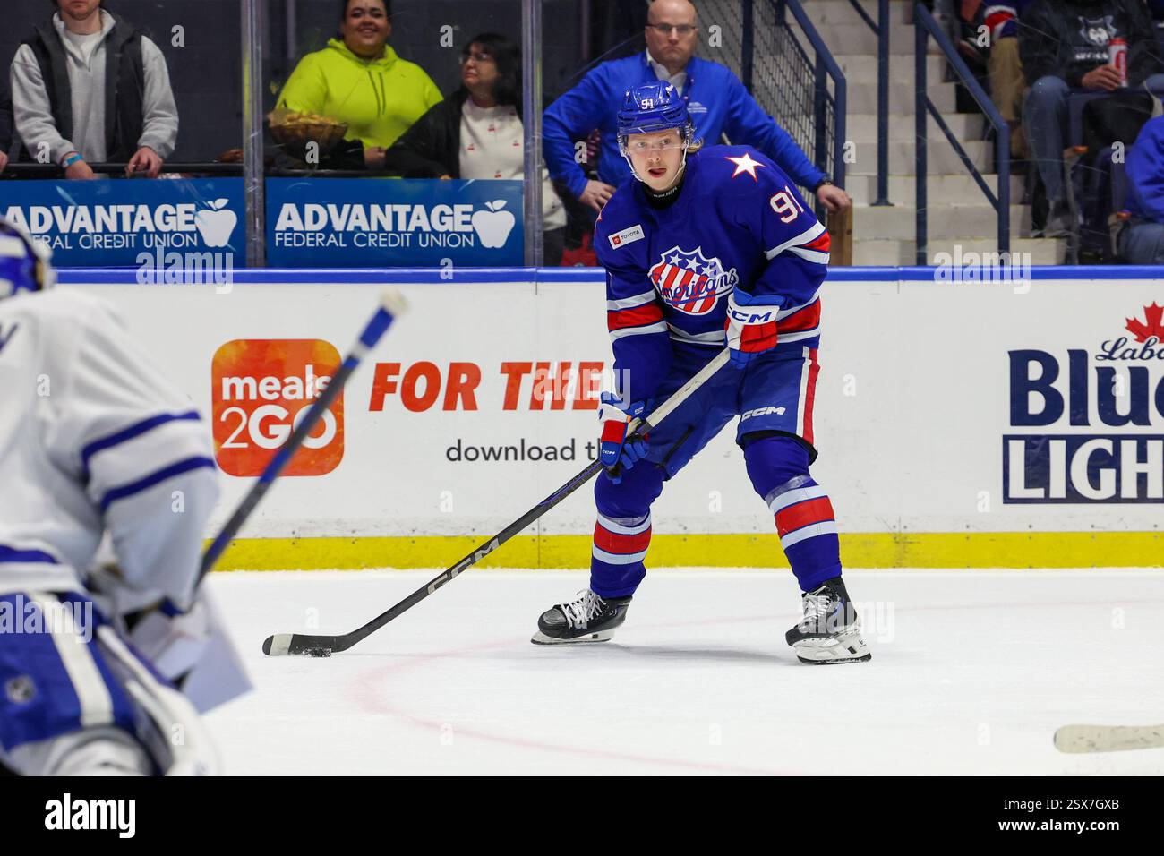 Rochester, New York, USA. 22nd Feb, 2025. Rochester Americans forward ...