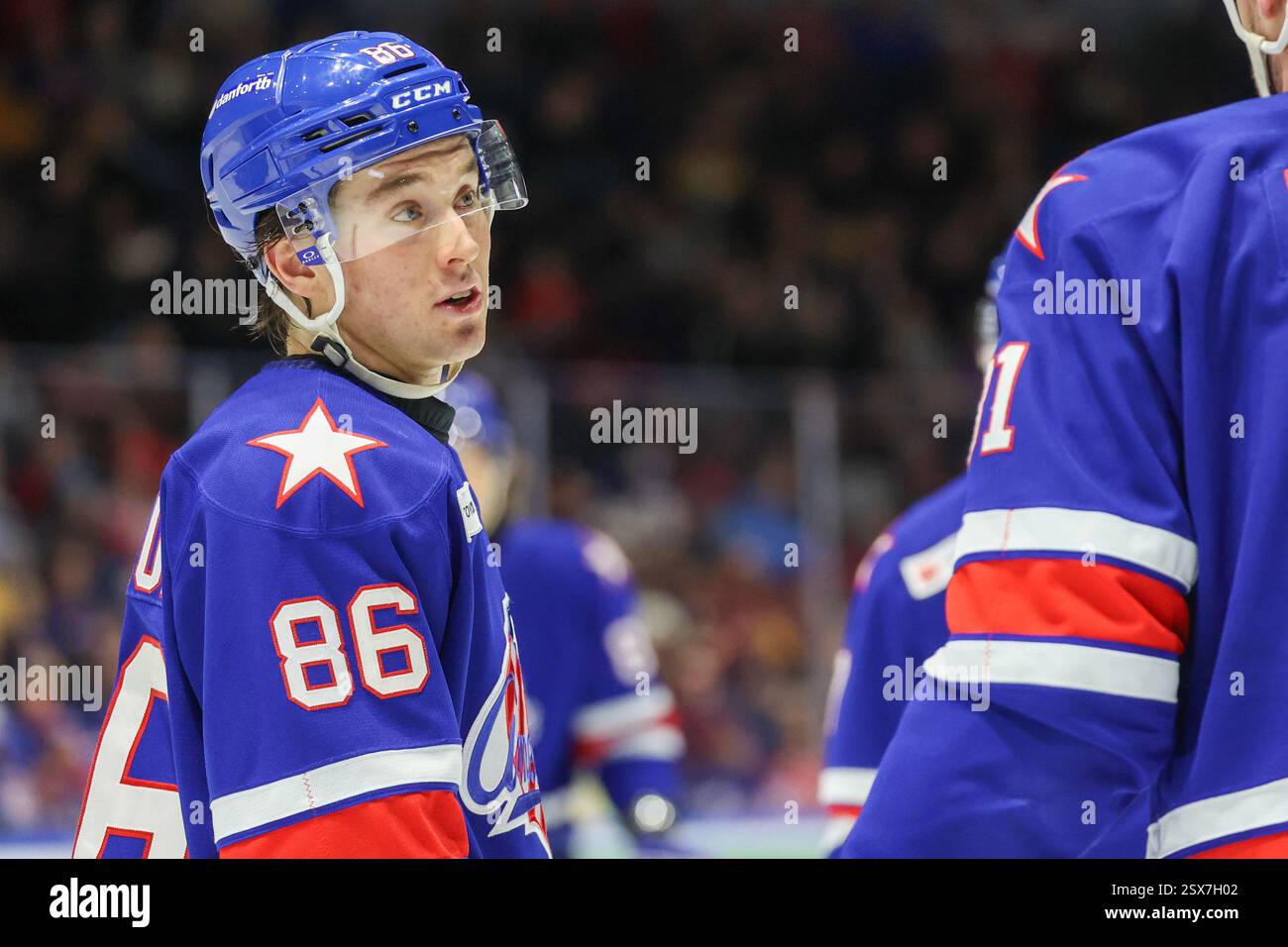 Rochester, New York, USA. 22nd Feb, 2025. Rochester Americans forward ...