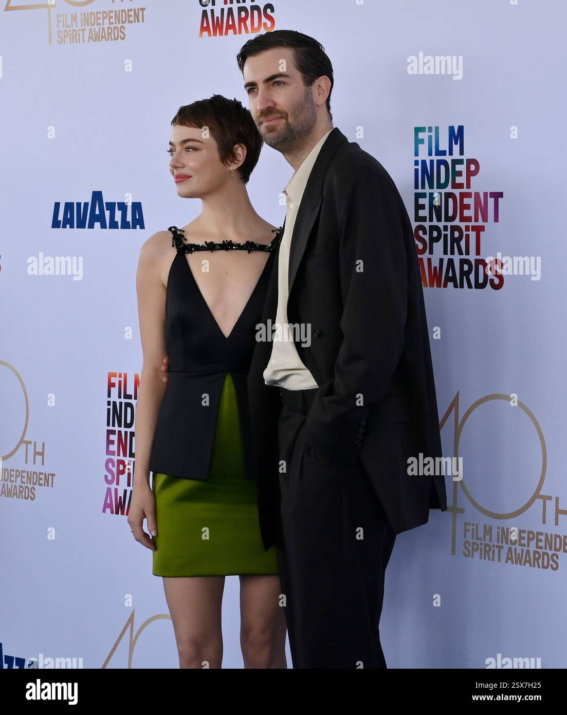 Emma Stone and her husband David McCary arrive for the Film Independent ...