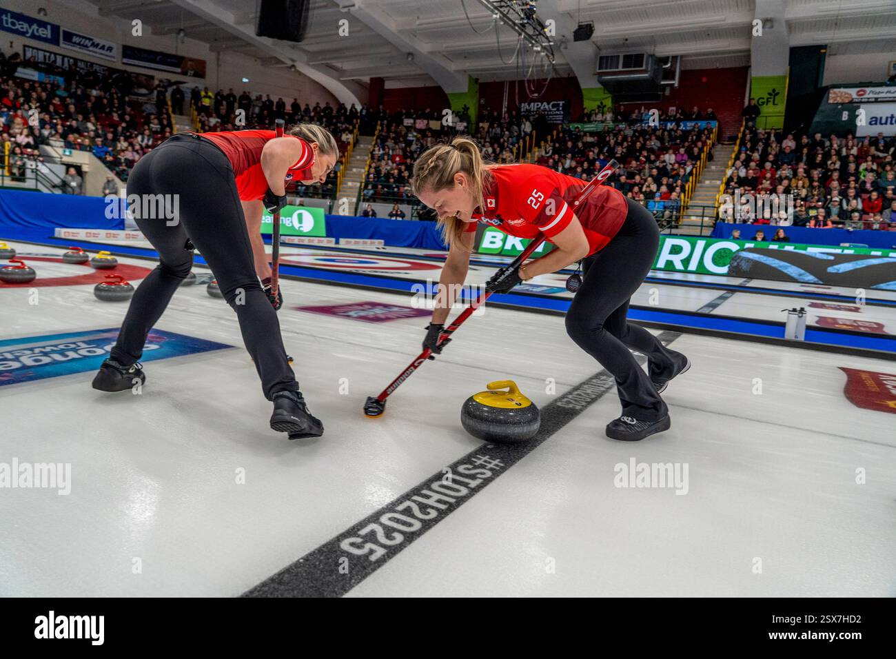 Thunder Bay, Canada. 22nd Feb, 2025. Team Canada‚Äôs Emma Miskew and ...