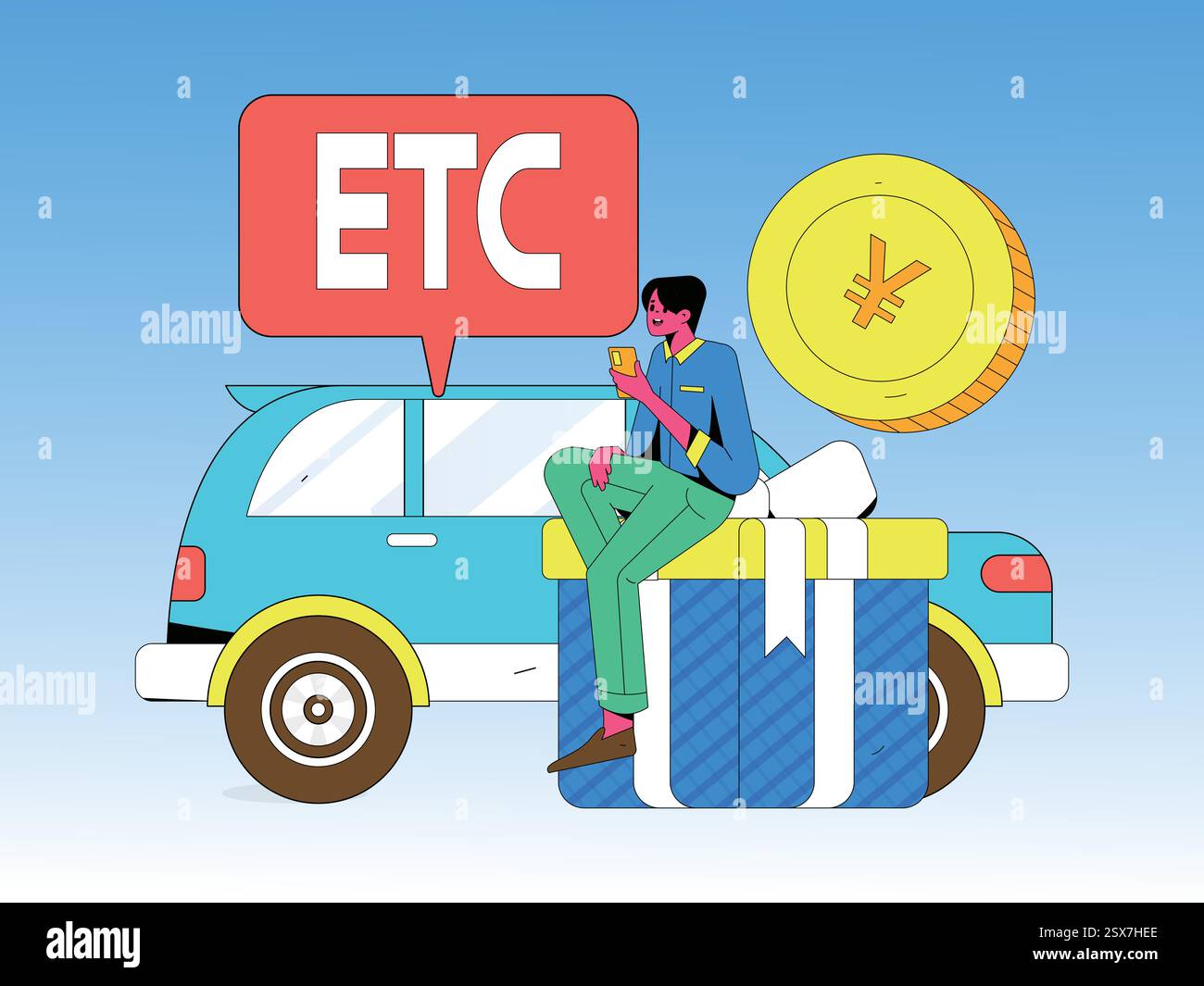 Handle ETC for free and get rich gifts, vector flat concept ...