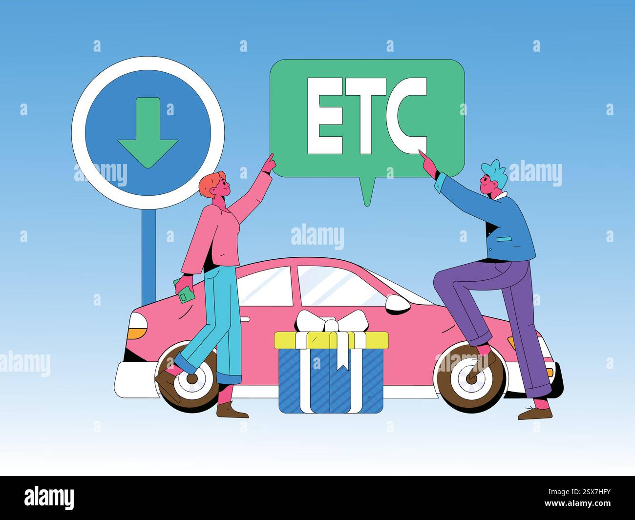 Handle ETC for free and get rich gifts, vector flat concept ...