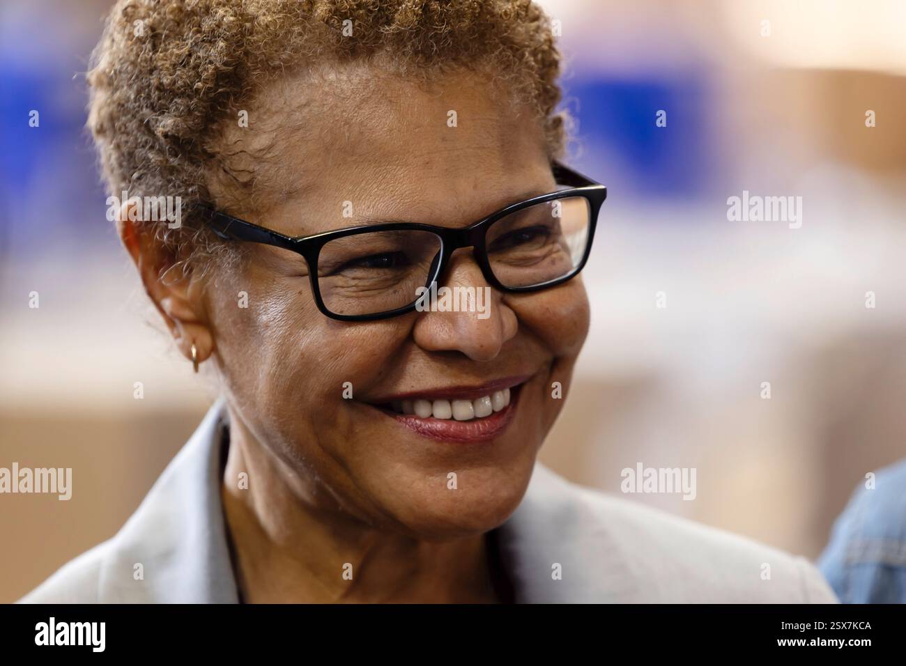 Bell, United States. 22nd Feb, 2025. Los Angeles Mayor Karen Bass joins ...