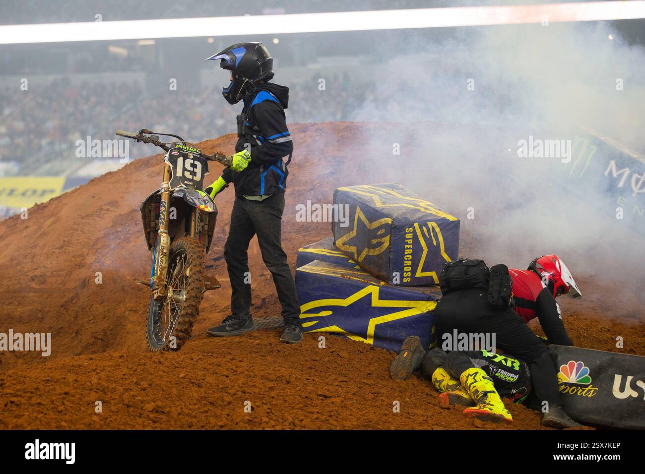 February 22, 2025, Arlington, Texas, USA: A medical staff member tends ...