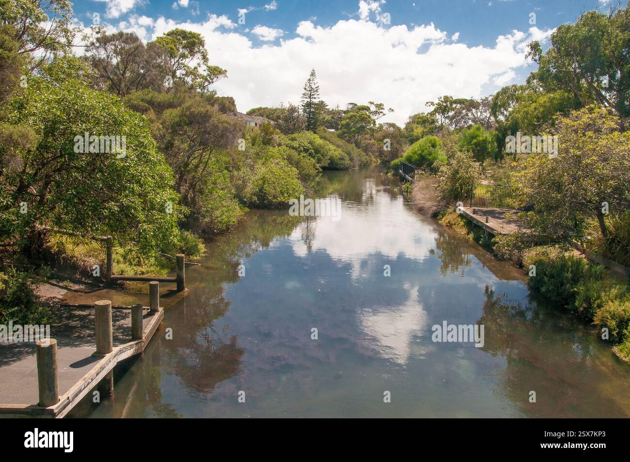 Kananook Creek, behind the beach at Frankston on Port Phillip Bay ...